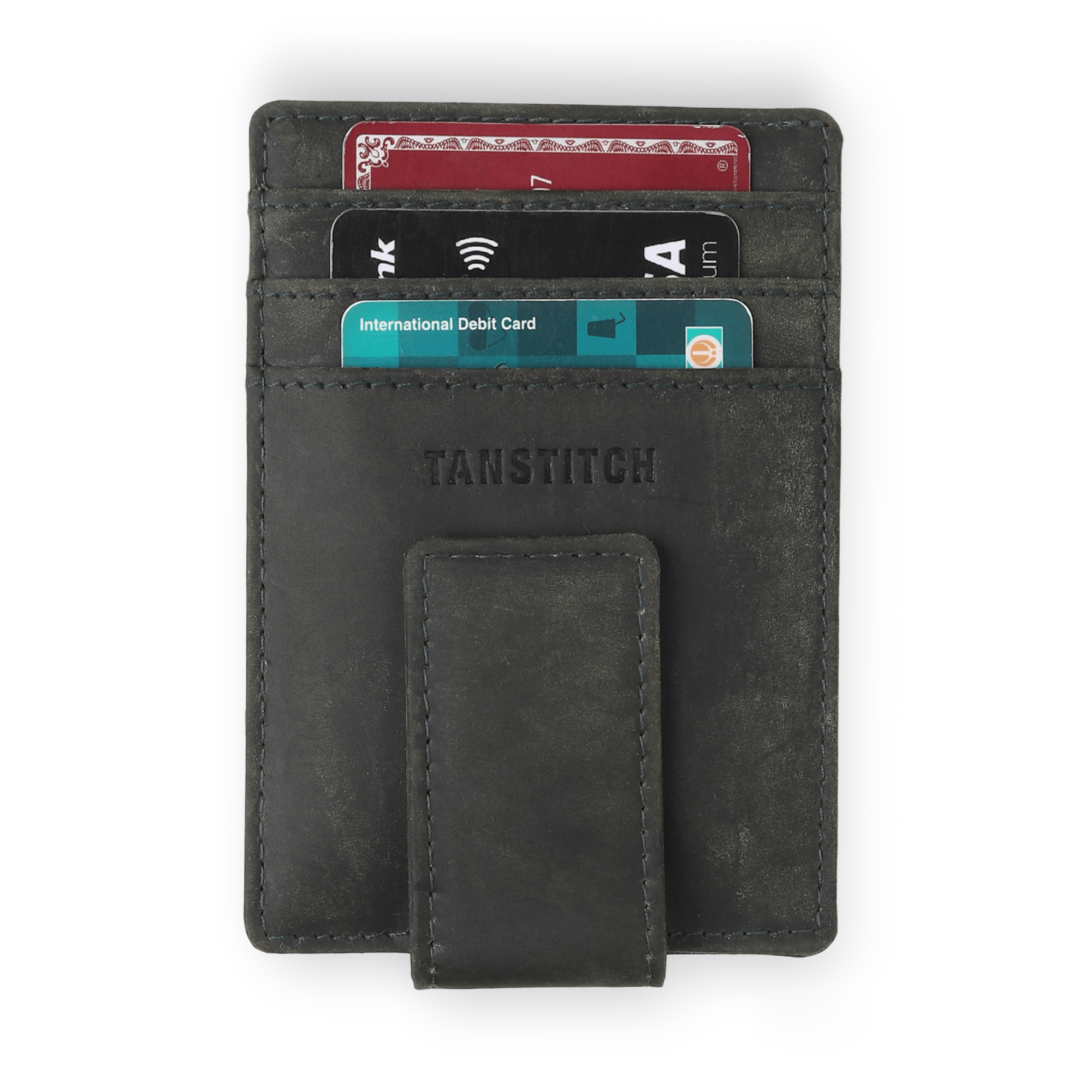 Creed Full Grain Leather Card Holder With Magnetic Closure - TANSTITCH