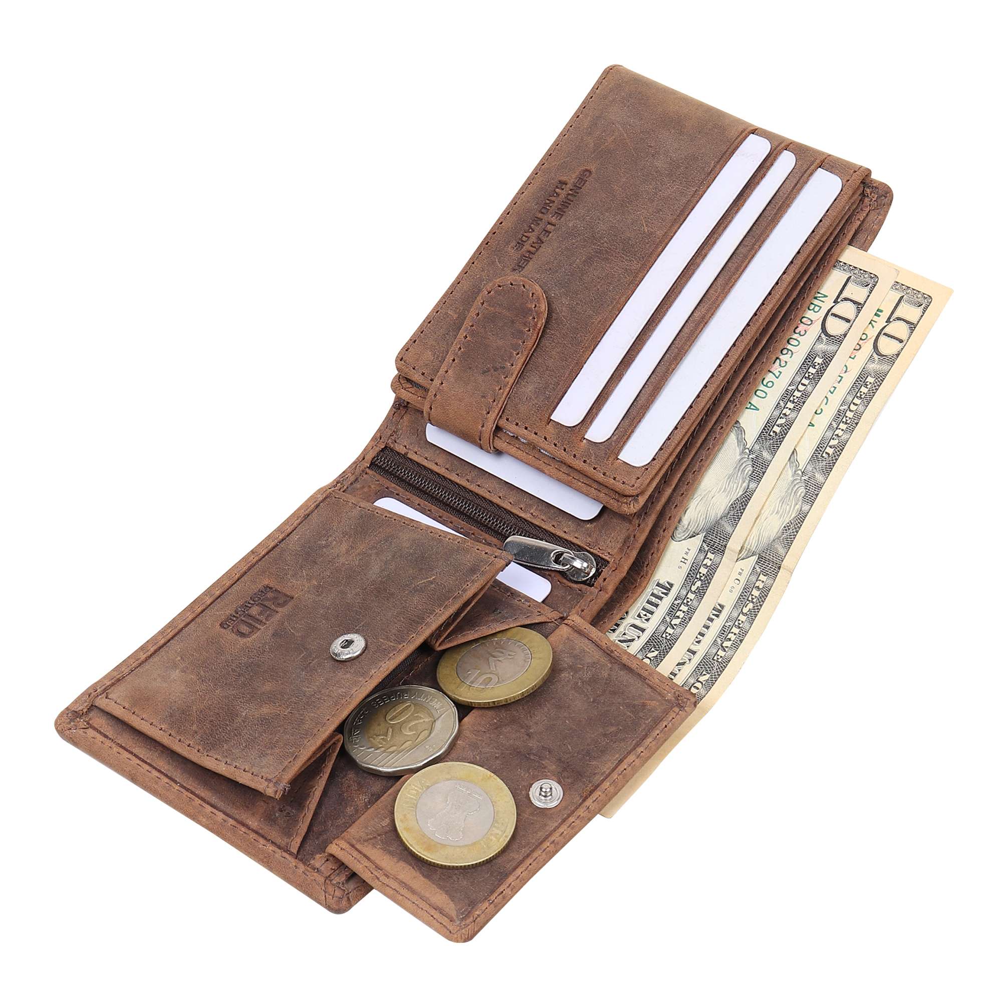 Apollo Bifold Full Grain Leather Wallet - TANSTITCH